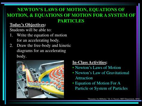 Ppt Newtons Laws Of Motion Equations Of Motion And Equations Of Motion For A System Of