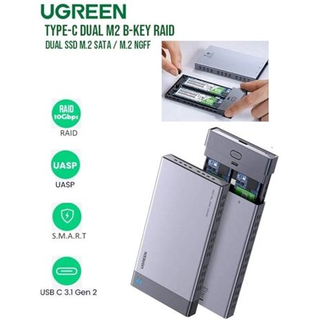 Jual Ugreen Enclosure Casing SSD External Double M 2 Type C Dual M2 B Key RAID Shopee Indonesia