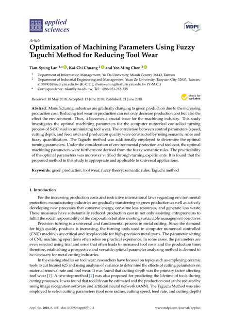 pdf optimization of machining parameters using fuzzy taguchi method