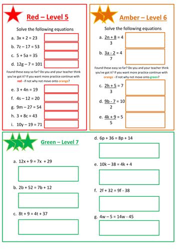 Solving Linear Equations Rag Task Teaching Resources