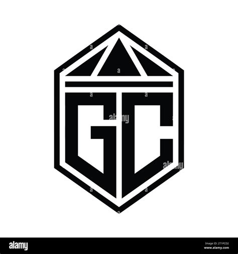 GC Letter Logo Monogram Simple Hexagon Shield Shape With Triangle Crown Isolated Style Design