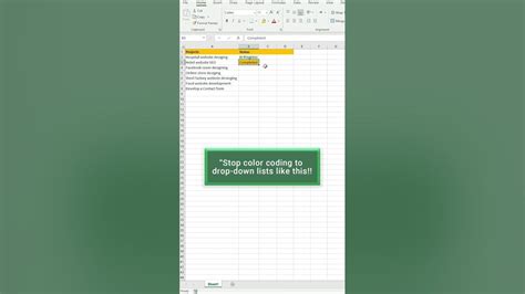 Color Coded Drop Down List In Excel Excel Shorts Tutorial Youtube