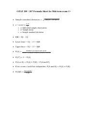 Statistics Formulas For Mid Term Exam Mean Standard Course Hero