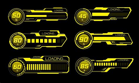 Set Of Hud Modern Loading Progress Bars User Interface Elements Design