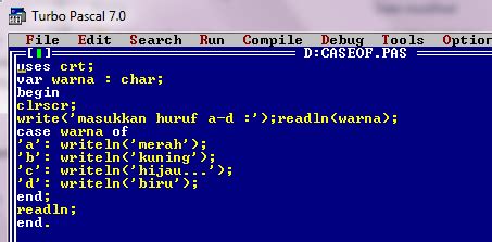 Program Case Of Menggunakan Bahasa Pascal D A Y A K O M P U T E R Ku