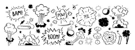 Premium Vector Comic Explosions And Bombs Set Speech Bubbles With The