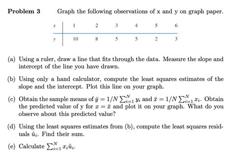 solved problem 3 graph the following observations of x and y