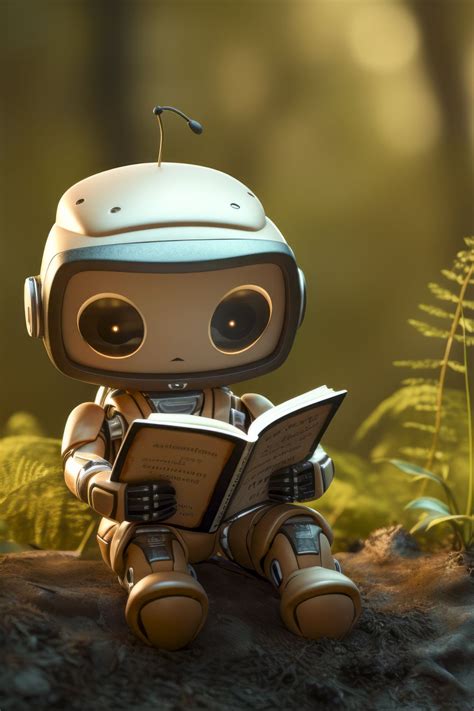 Cute Robot Reading Book Robot Cute Robot Cartoon Robot Picture
