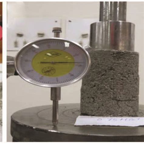 A Treated Sand Columns B Axial Loading On The Specimen C Specimen Download Scientific