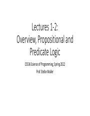 Propositional Logic And Predicate Logic Pdf Lectures Overview Propositional And Predicate