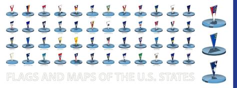 Premium Vector Flags And Maps Of The Us States In Round Isometric