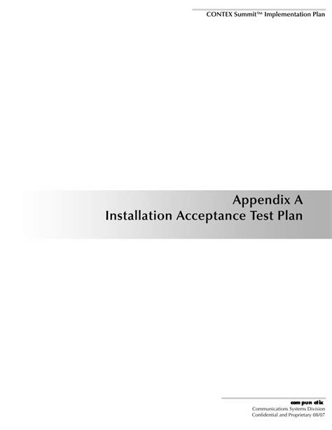 PDF Appendix A Installation Test Plan DOKUMEN TIPS