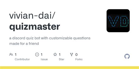 Github Vivian Daiquizmaster A Discord Quiz Bot With Customizable Questions Made For A Friend
