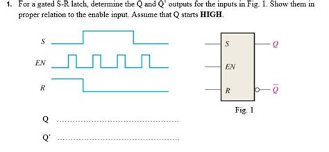 solved 1 for a gated s r latch determine the q and q