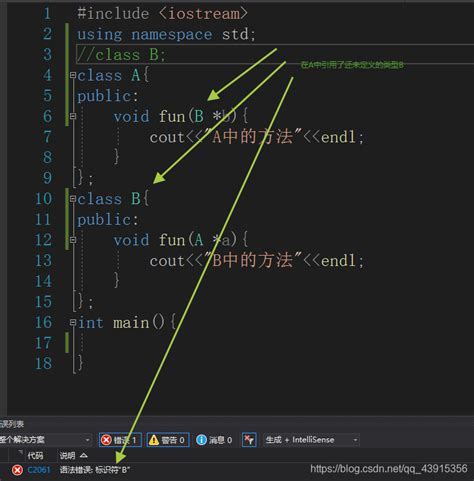 C 错误C 使用了未定义类型错误原因 两个类之间怎么相互使用成员 向前声明概念 c 列队猫 GitCode 开源社区
