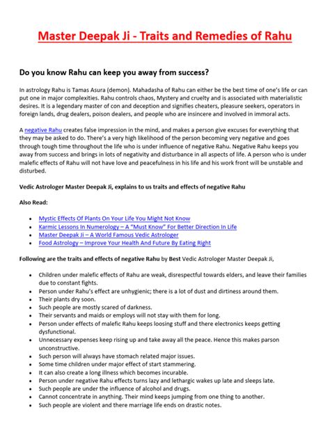 master deepak ji traits and remedies of rahu pdf
