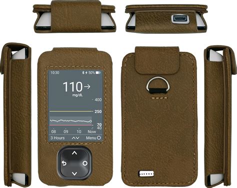 Snk Dexcom G7 G6 Receiver Fitted Leather Case W Screen Protector And Lanyard Black