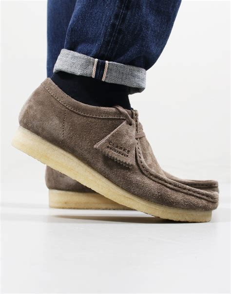 Clarks Original Wallabee Shoe Dark Grey Suede Terraces Menswear