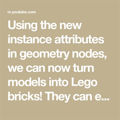 Using The New Instance Attributes In Geometry Nodes We Can Now Turn Models Into Lego Bricks