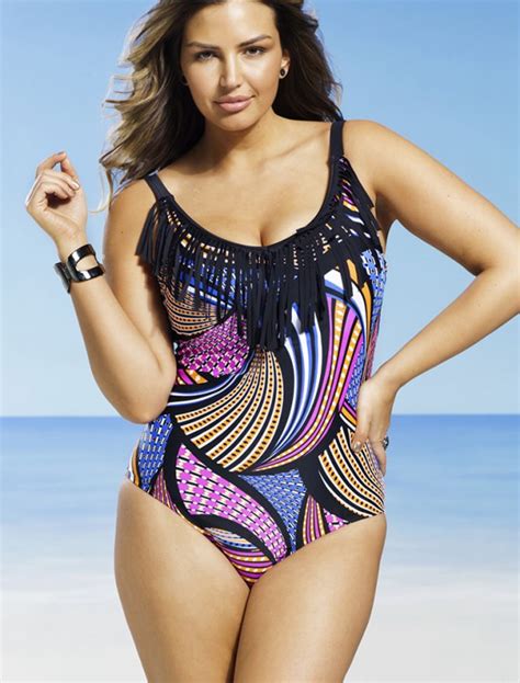 Swim Sexy Bazaar Plus Size Fringe Swimsuit Plus Size Swimwear