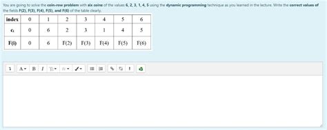 solved you are going to solve the coin row problem with six