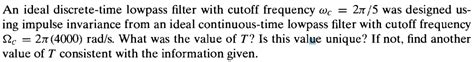 An Ideal Discrete Time Lowpass Filter With Cutoff