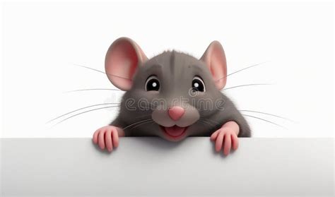 Cute Smiling Funny Happy Mouse In 3d Cartoon Style Character On White
