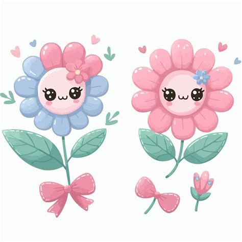 색 배경에 귀여운 꽃 터 프리미엄 Ai 생성 벡터