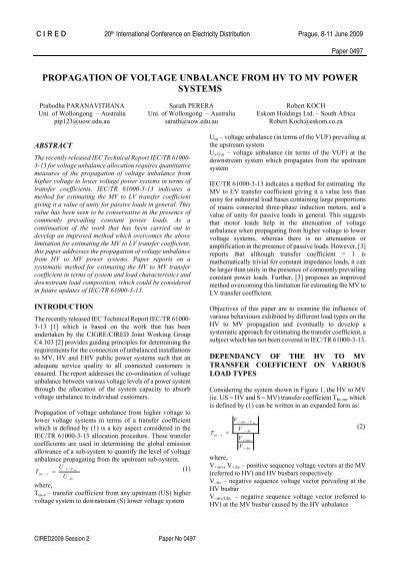 Propagation Of Voltage Unbalance From Hv To Mv Iet Digital Library