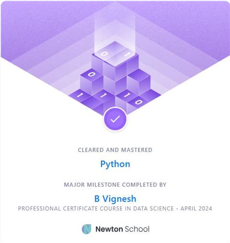 Vignesh B On Linkedin Python Datascience Newtonschool Professionalgrowth Careerdevelopment