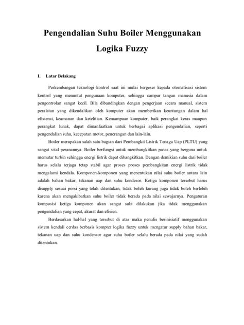 Pengendalian Suhu Boiler Menggunakan Logika Fuzzy Pdf