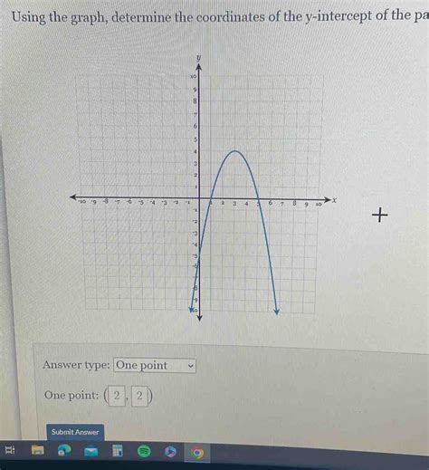 Using The Graph Determine The Coordinates Of The Y Intercept Of The Pa