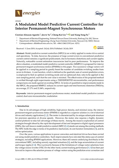 A Modulated Model Predictive Current Controller For Interior Permanent Magnet Synchronous Motors