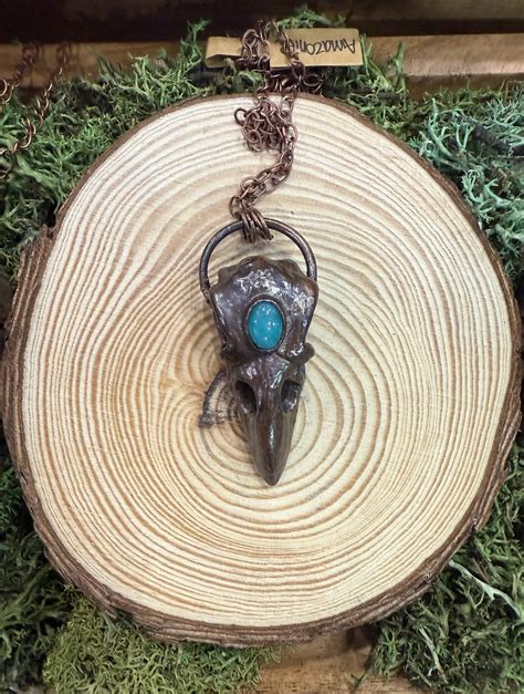 Electroformed Copper Raven Skull With Amazonite Necklace Eleven After