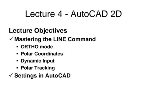 SOLUTION Autocad Course Summary Class Notes P Line Command Settings