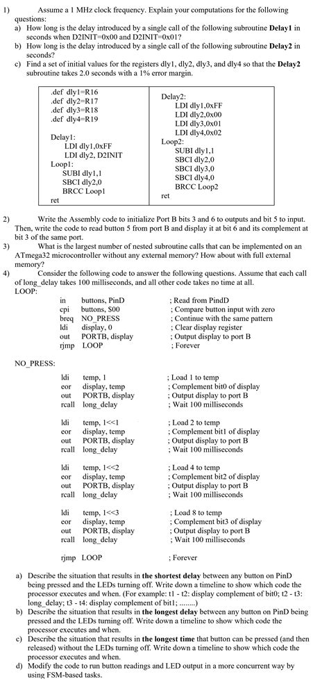 Solved Assume A 1 MHz Clock Frequency Explain Your Chegg Com