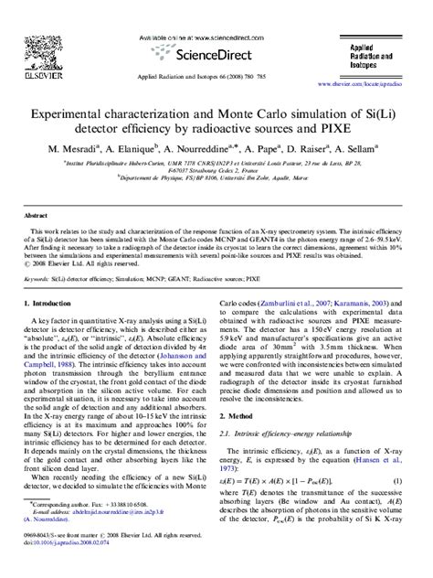 pdf experimental characterization and monte carlo simulation of