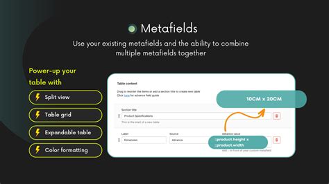 Tableflow Specification Table Tableflow Specification Table Shopify