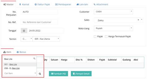 Panduan Tidak Dapat Input Item Ketika Input Nota Pada Beecloud