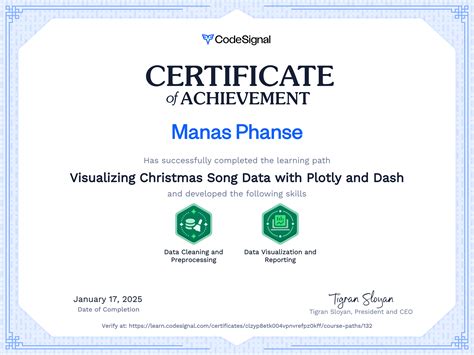 Path Certificate For Visualizing Christmas Song Data With Plotly And