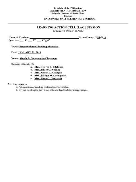 Lac Session Report Pdf