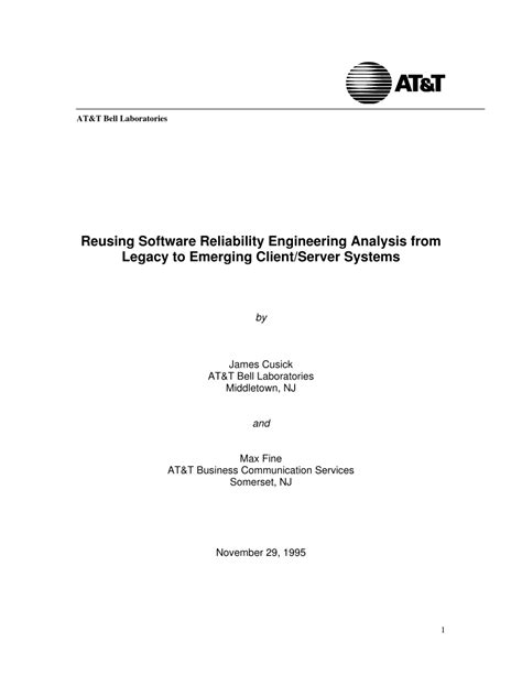 pdf reusing software reliability engineering analysis from legacy to