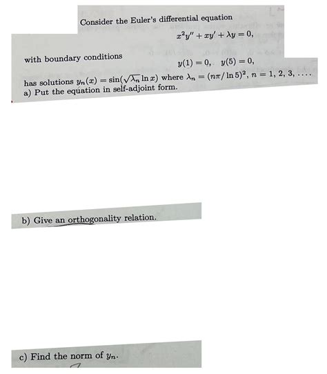 Solved Consider The Eulers Differential Equation