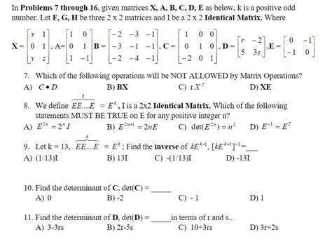 Solved In Problems Through Given Matrices X A B C Chegg Com