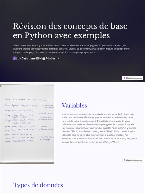 Revision Des Concepts De Base En Python Avec Exemples Pdf