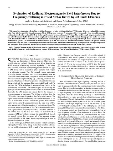 Pdf Evaluation Of Radiated Electromagnetic Field Interference Due To Frequency Switching In