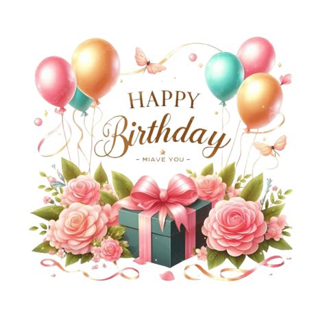 풍선과 꽃으로 생일 축하 카드 디자인 생일 축하 카드 풍선과 꽃을 이용한 디자인 생일 축하 해요 Png 일러스트 및 이미지 에 대한 무료 다운로드 Pngtree