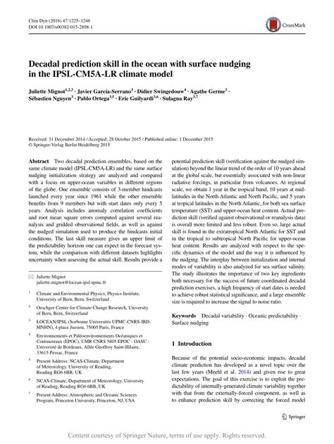 Decadal Prediction Skill In The Ocean With Surface Nudging In The Ipsl Cm5a Lr Climate Model