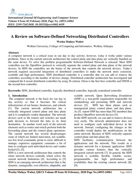 Pdf A Review On Software Defined Networking Distributed Controllers