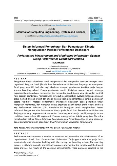 PDF Performance Measurement And Monitoring Information System Using Performance Dashboard Method